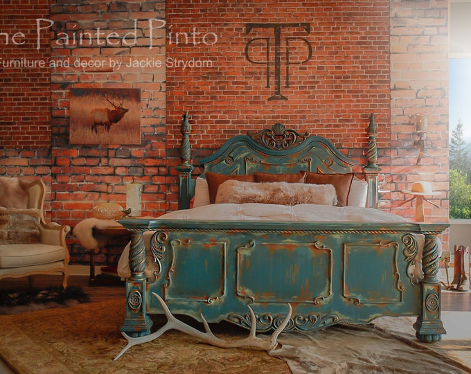 SOLD!!!! Rustic One of A Kind Hand Painted Bed Southwest Cabin Ranch ...