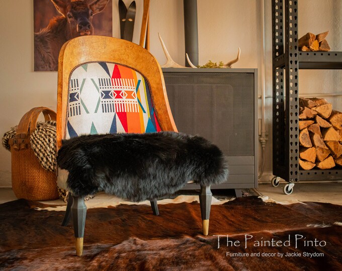 SOLD!!!! Pine Leaf Mid Century Modern Hand Painted Upholstered Navajo ...