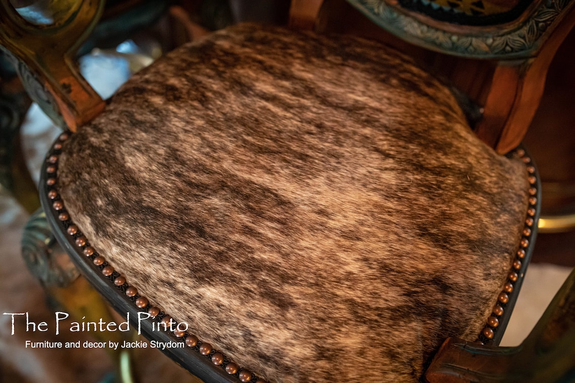 SOLD *****rustic Bar Stools Hand Painted Genuine Cowhide Leather Navajo ...