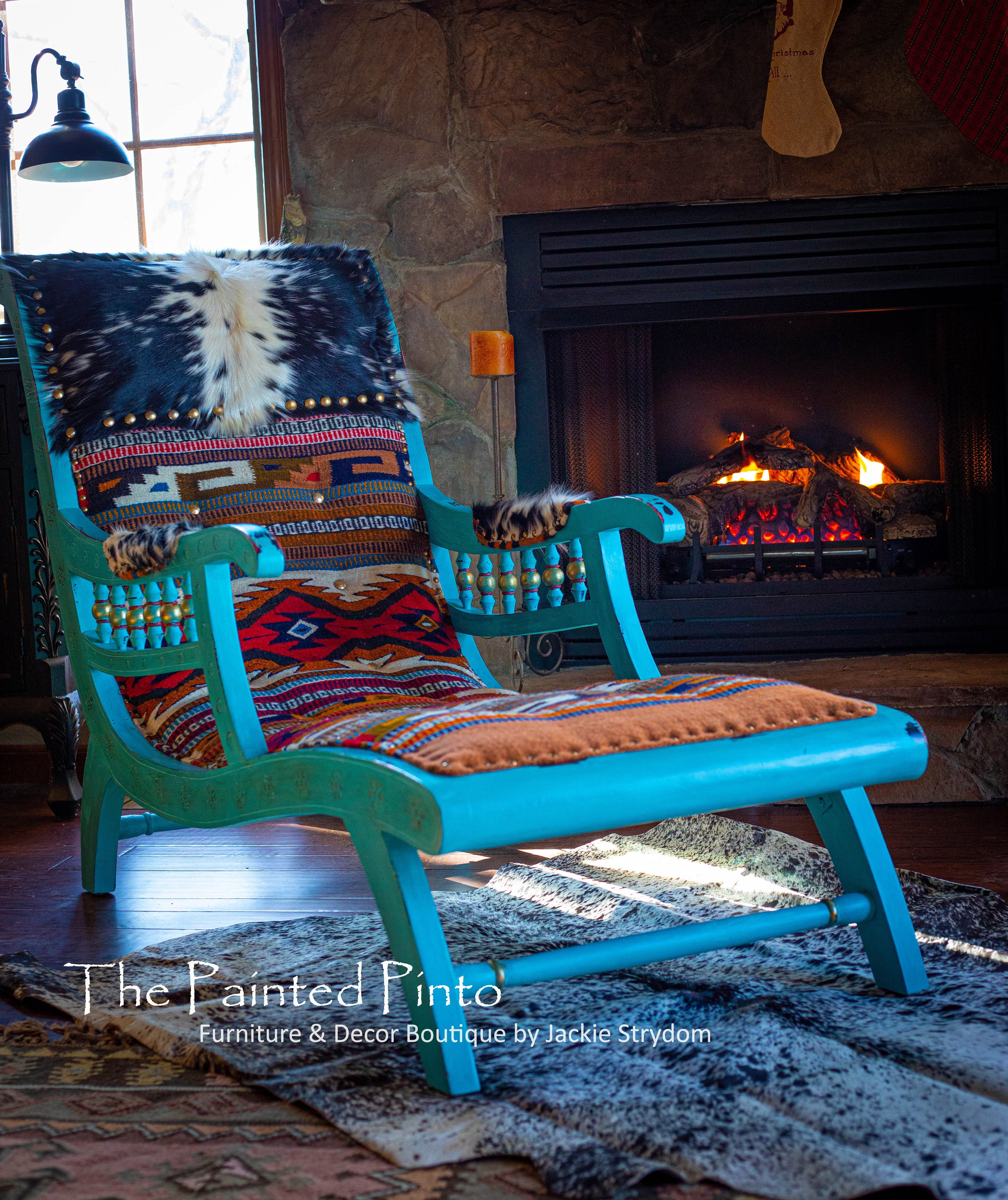 SOLD OUT Rustic Southwest Style Lounge Chair, Cowhide Head/arm Rest ...