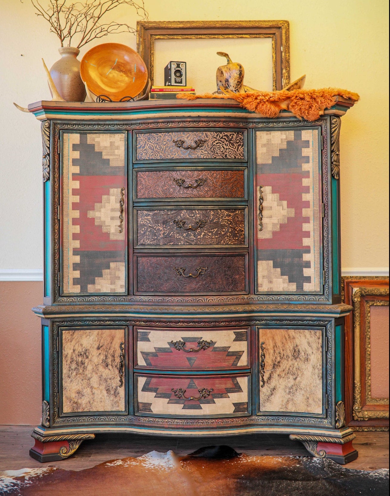 SOLD!!!!! Apache Mountain Western Furniture Southwestern Hand Painted ...