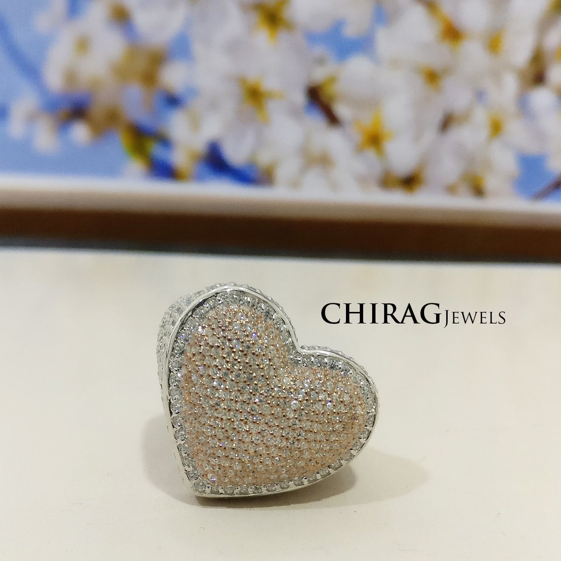 Heart Shaped CZ Women Ring for Valentine Gift Fully Iced Out - Etsy