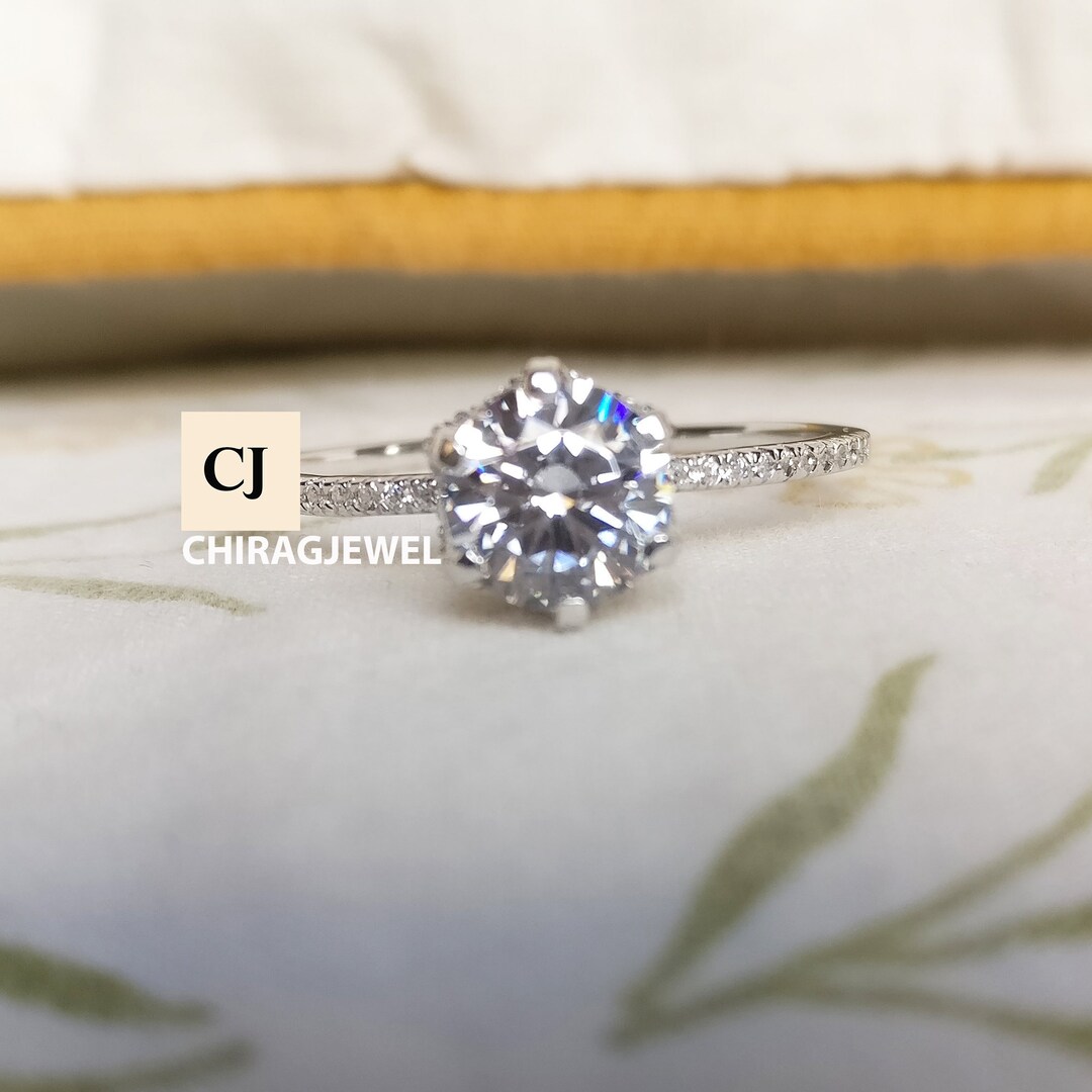 Enchanted Style Elsa Ring With 1.20 Carat White Round Cut - Etsy