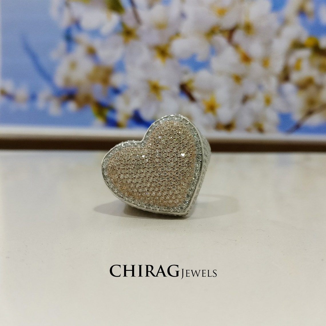 Heart Shaped CZ Women Ring for Valentine Gift Fully Iced Out - Etsy