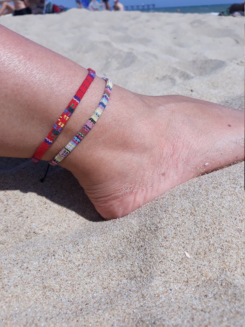 Set of Two Surf Bracelets, Woven Cotton Cord Wrist or Ankle Bracelet - Etsy