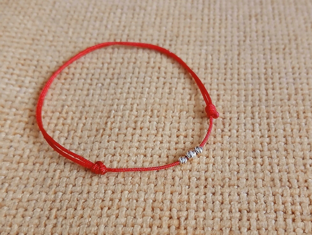 Adjustable 14k Gold Bead Red String Bracelet - Etsy