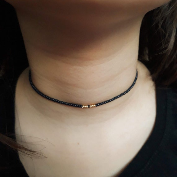 Elegant Choker Choker in Black With Gold or Silver - Etsy
