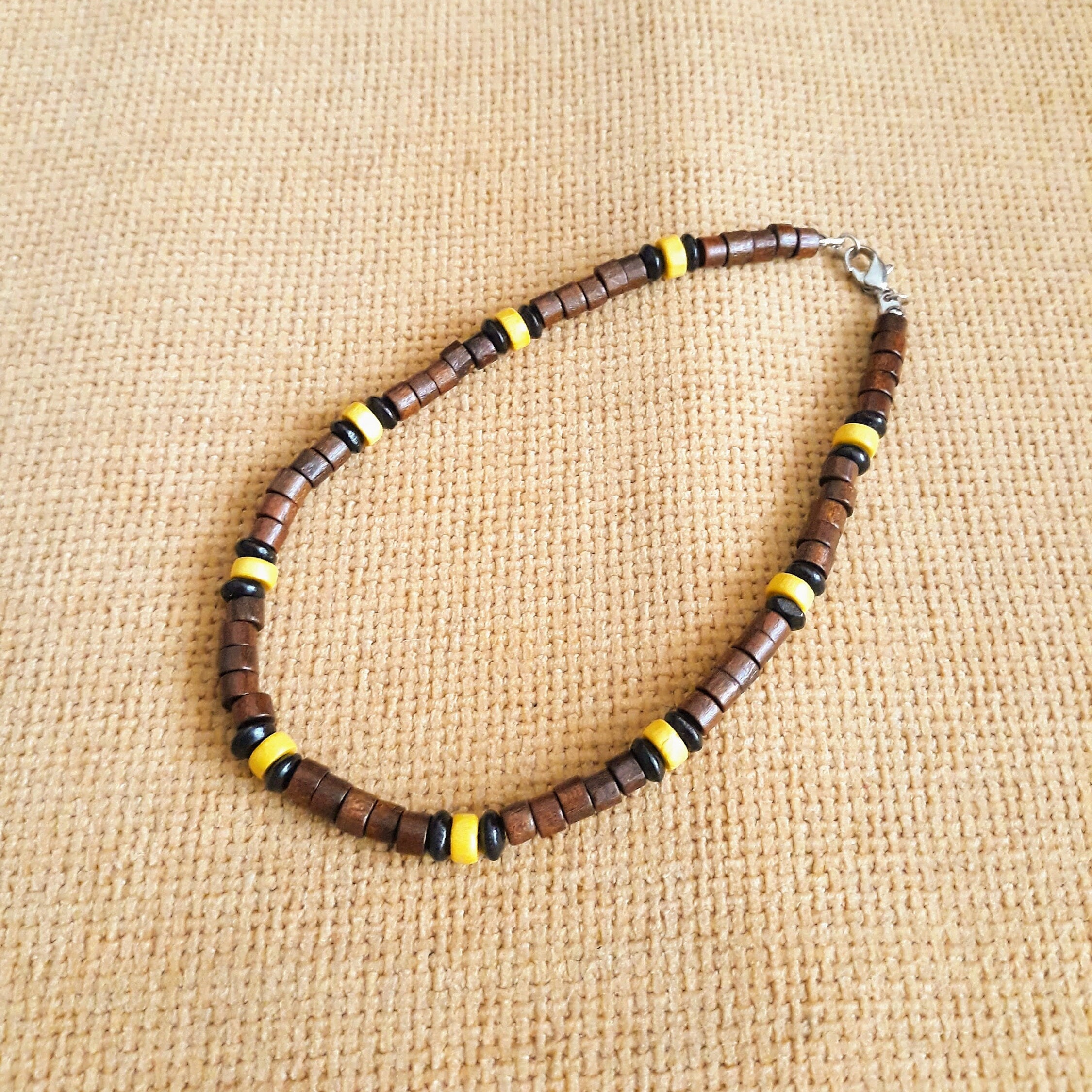 Men's Wooden Necklace, Brown Wooden Choker for Boys, Wooden Jewelry for ...