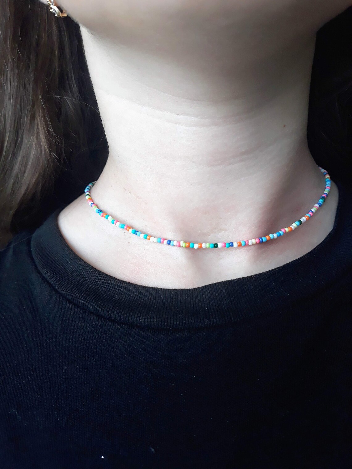 Multi Color Necklace, Color Bead Choker, Fresh and Summer Jewelry ...