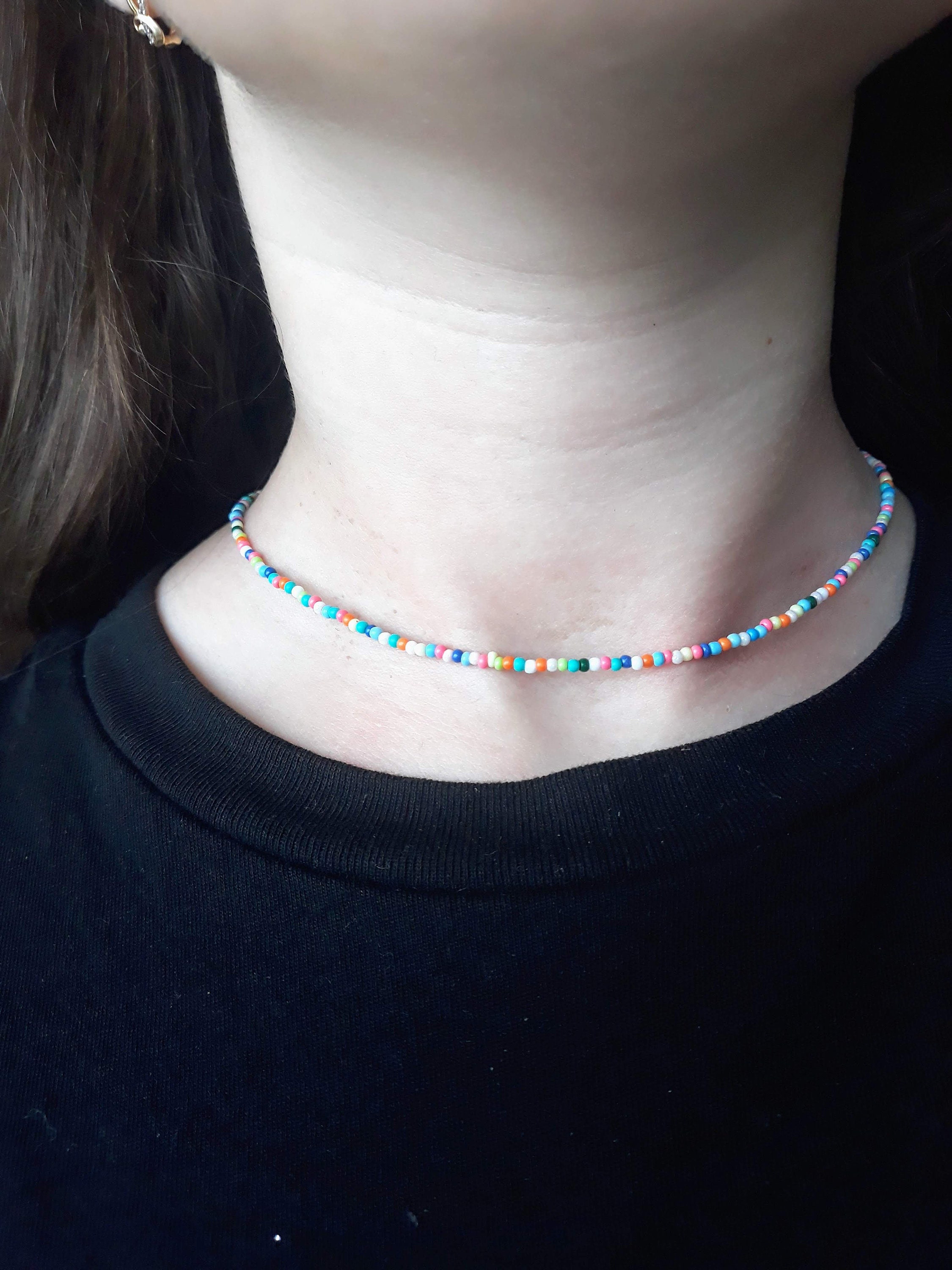 Multi Color Necklace, Color Bead Choker, Fresh and Summer Jewelry ...