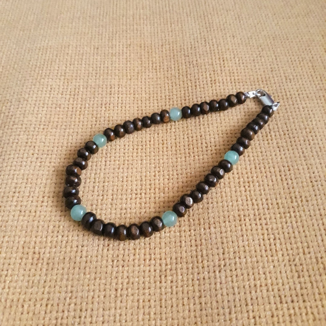 Nephrite and Wood Beads Necklace,necklace for Her or Him,jade and Wood ...