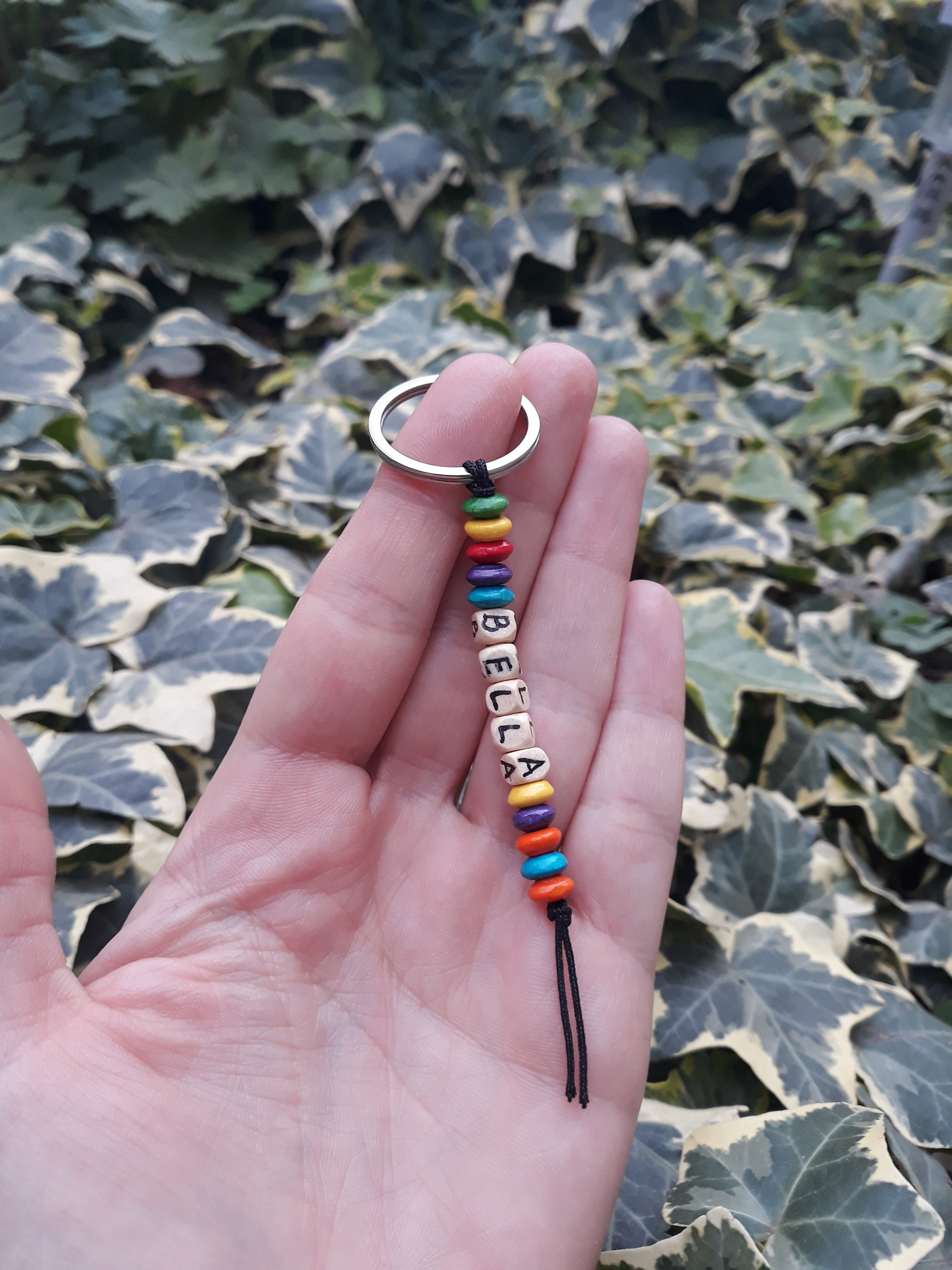 Personalized Pet Name Keychain, Wooden Bead Charm, Pet Lover Gift - Etsy
