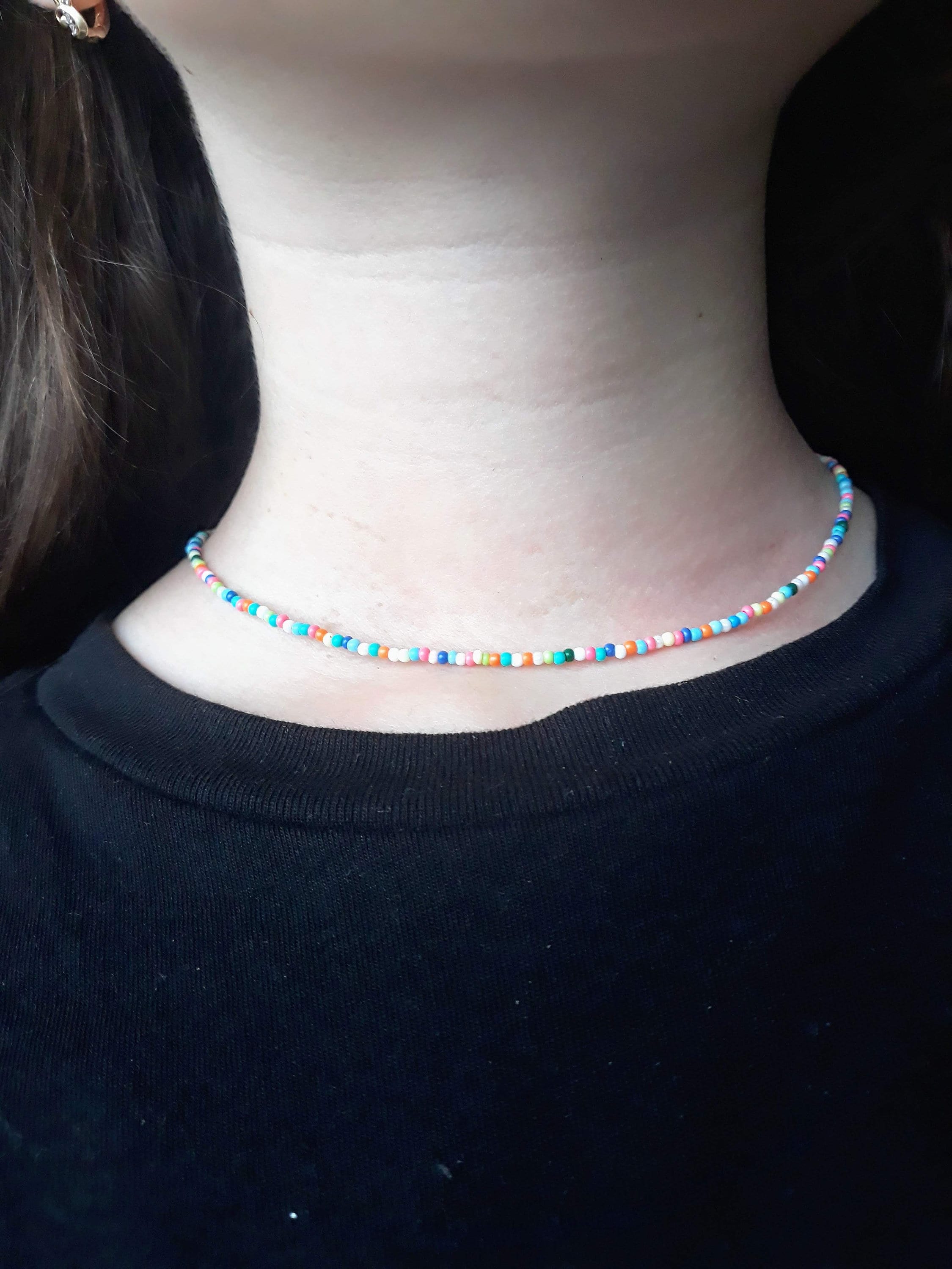 Multi Color Necklace, Color Bead Choker, Fresh and Summer Jewelry ...