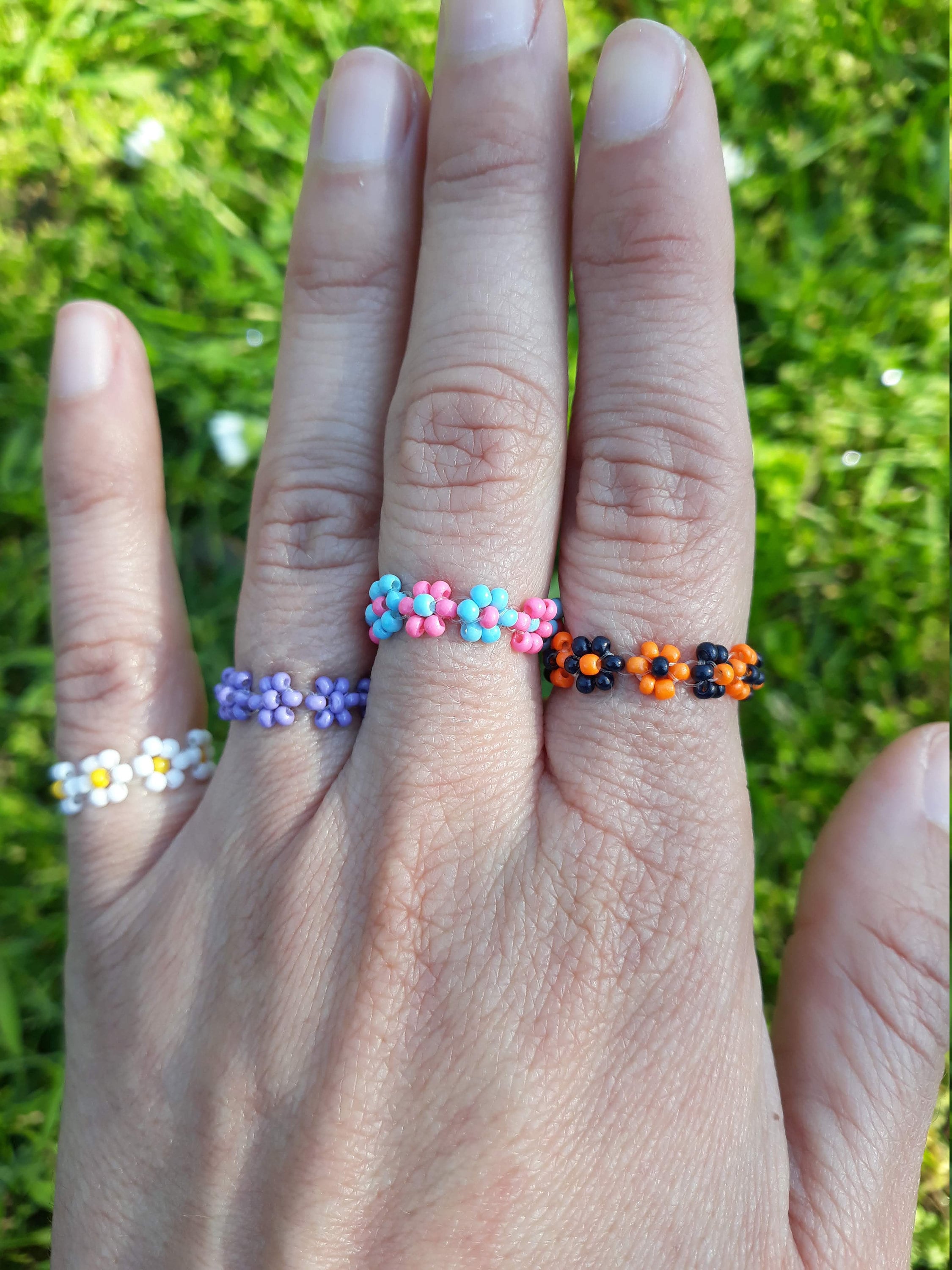 Colored Bead Rings,custom Beaded Rings , Fresh and Beautiful Rings - Etsy