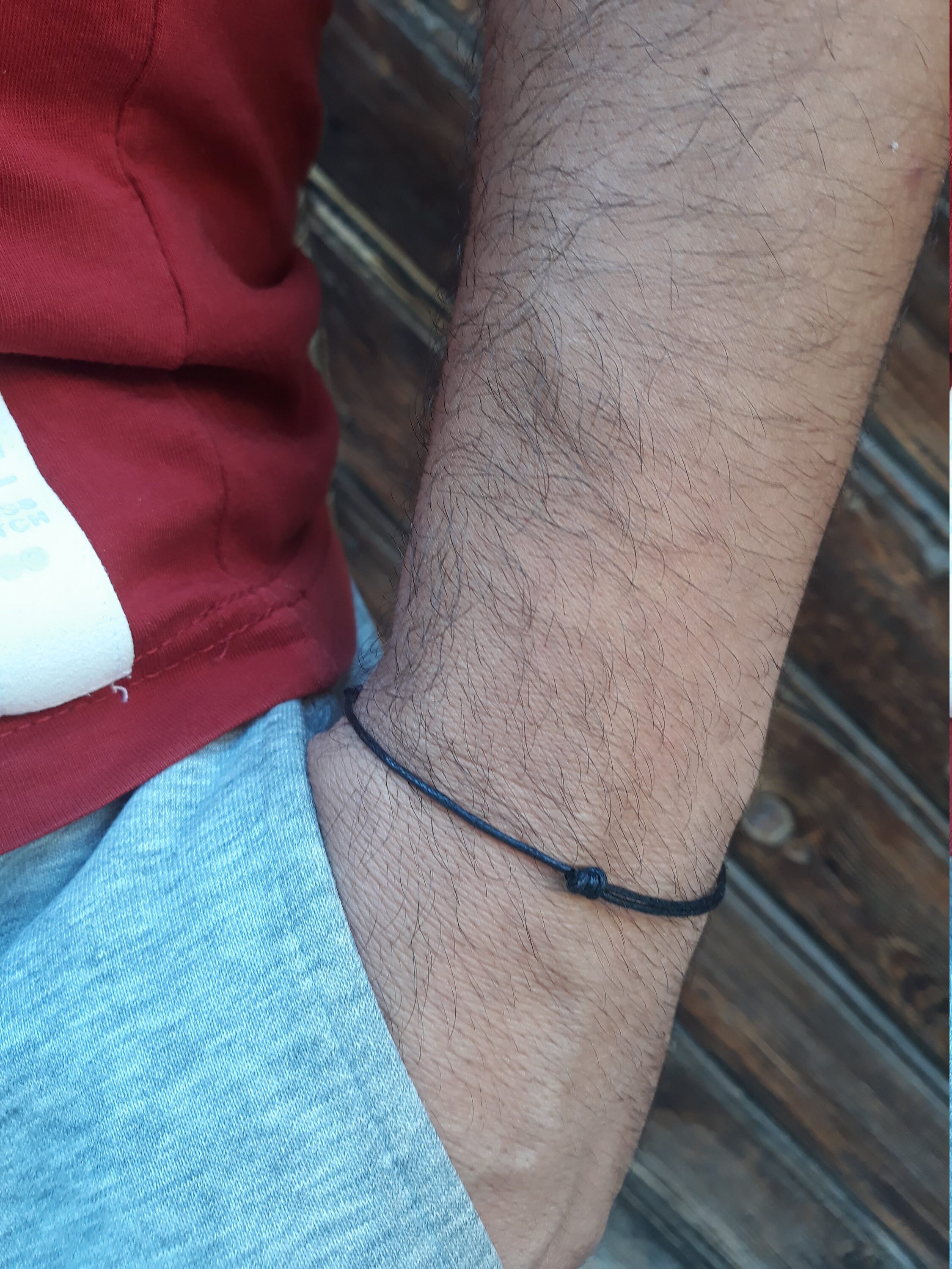 Men's Black String Bracelet, Women's Bracelet, Wax Cotton Cord, String ...