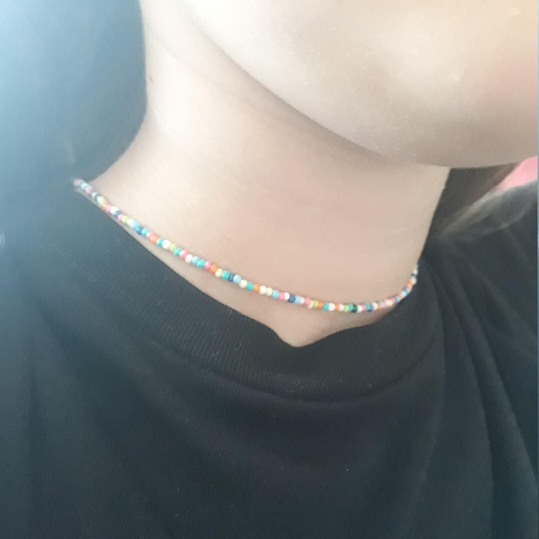 Multi Color Necklace, Color Bead Choker, Fresh and Summer Jewelry ...