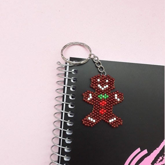Keychain With Gingerbread Man Keychain Made of Glass Beads - Etsy