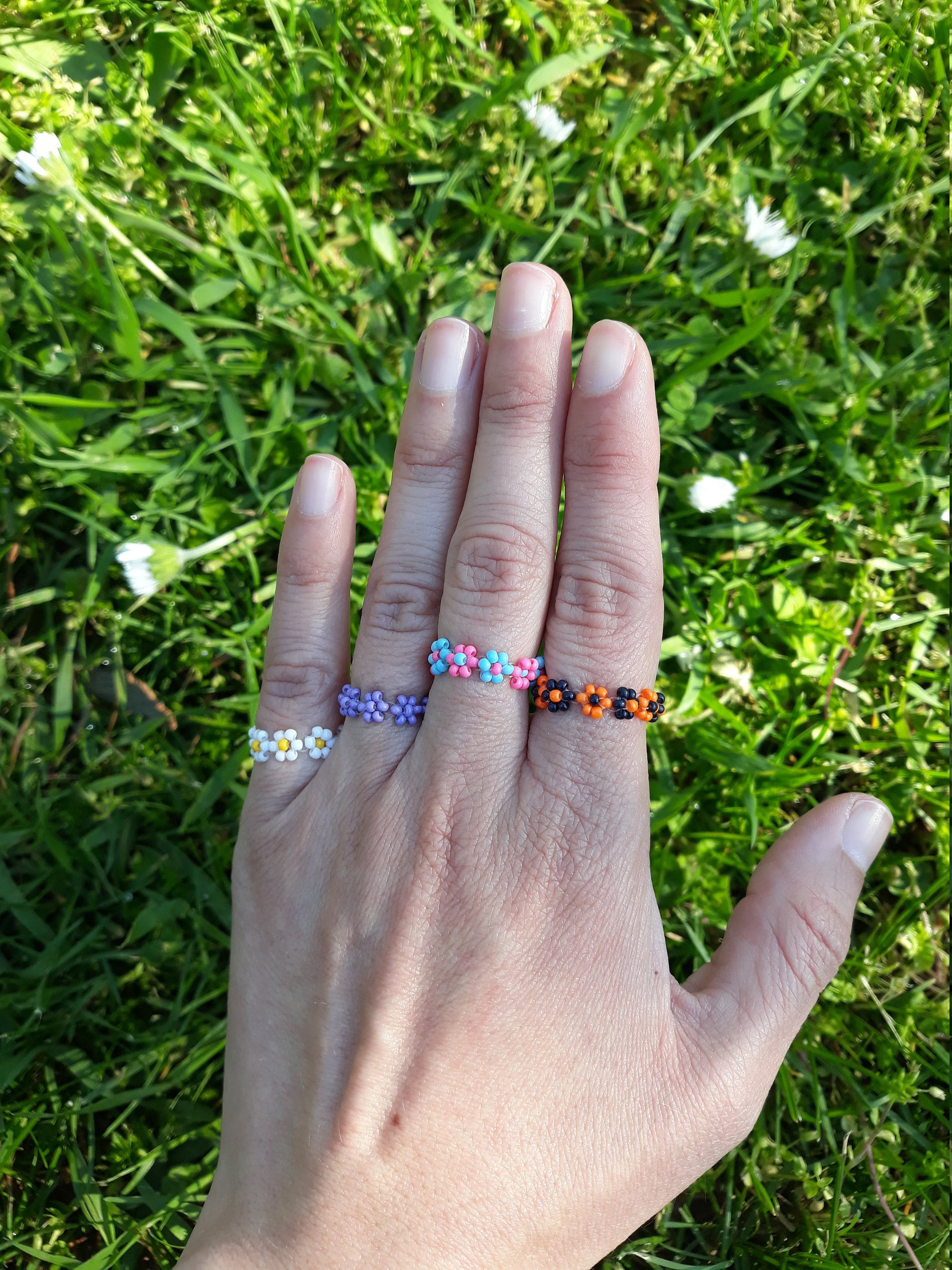 Colored Bead Rings,custom Beaded Rings , Fresh and Beautiful Rings - Etsy