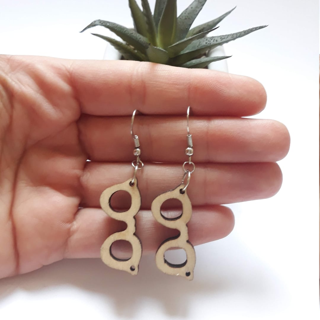 Wooden Glasses Earrings, Boho Style, Fun Earrings - Etsy
