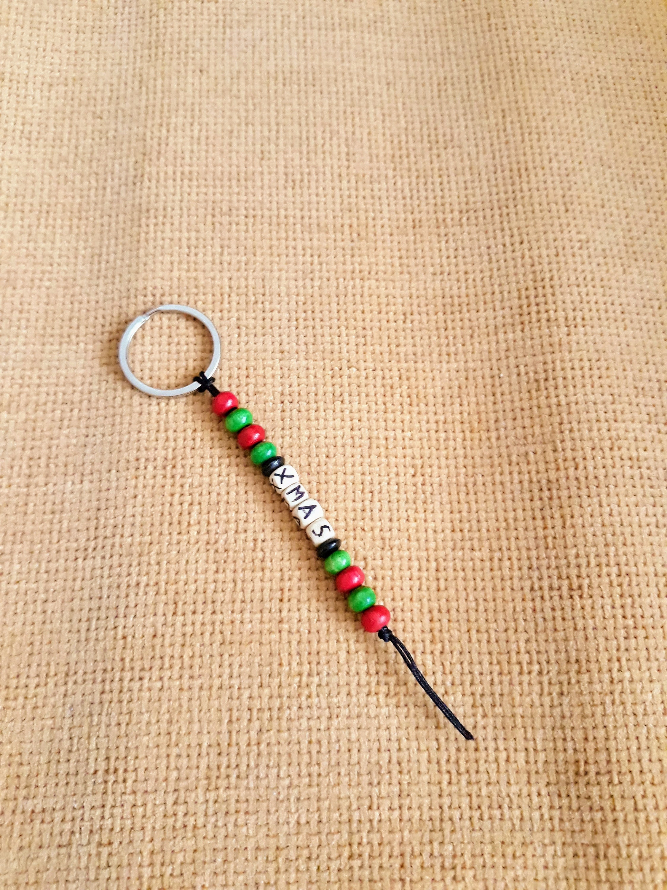 Christmas Wooden Beaded Keychain,hand Lettered Christmas Keychain ...