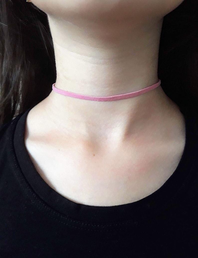 Pink Suede Choker, Thin Summer Jewelry - Etsy