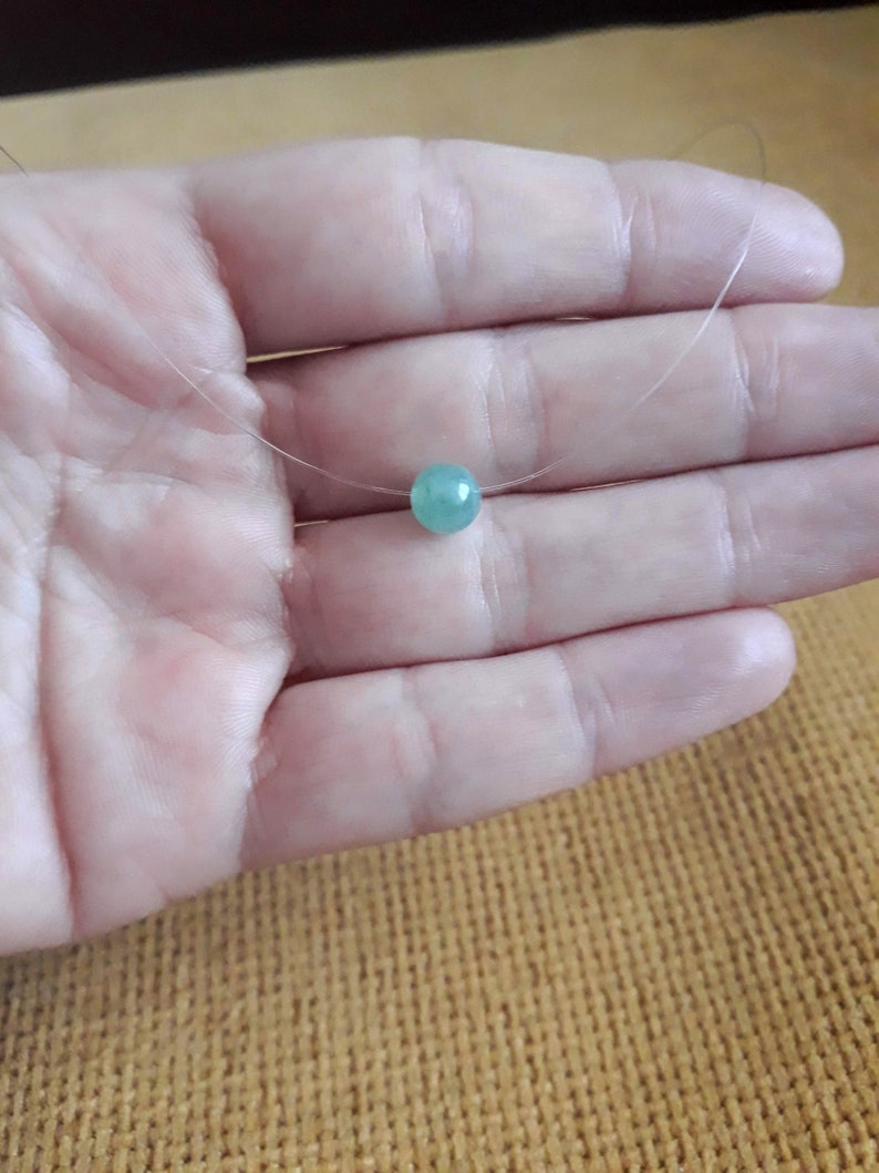 Floating Jade Choker Necklace, Invisible Nylon Thread, 6mm Jade - Etsy