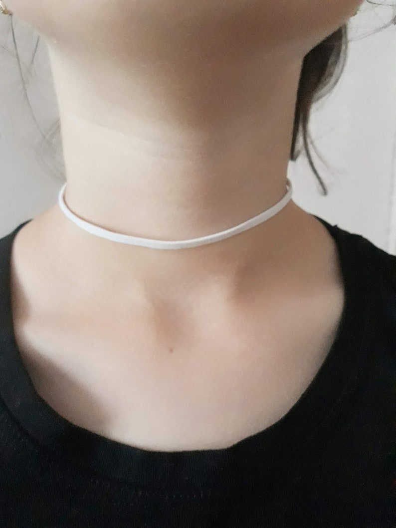 Whitte Choker, Suede Choker in White, Simple Choker, Plain Choker,thin ...