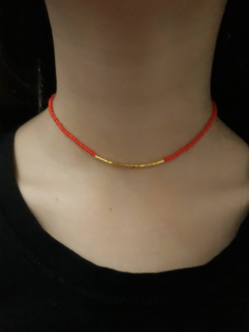 Elegant Choker Choker in Red Necklace in Red Elastic - Etsy