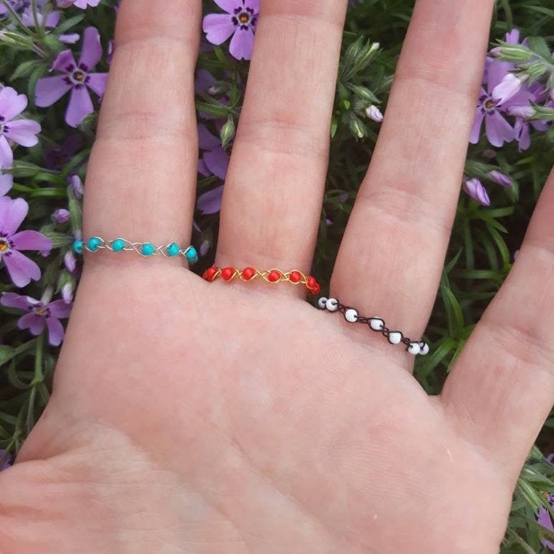 Braided Wire Bead Ring, Custom Handmade Ring - Etsy