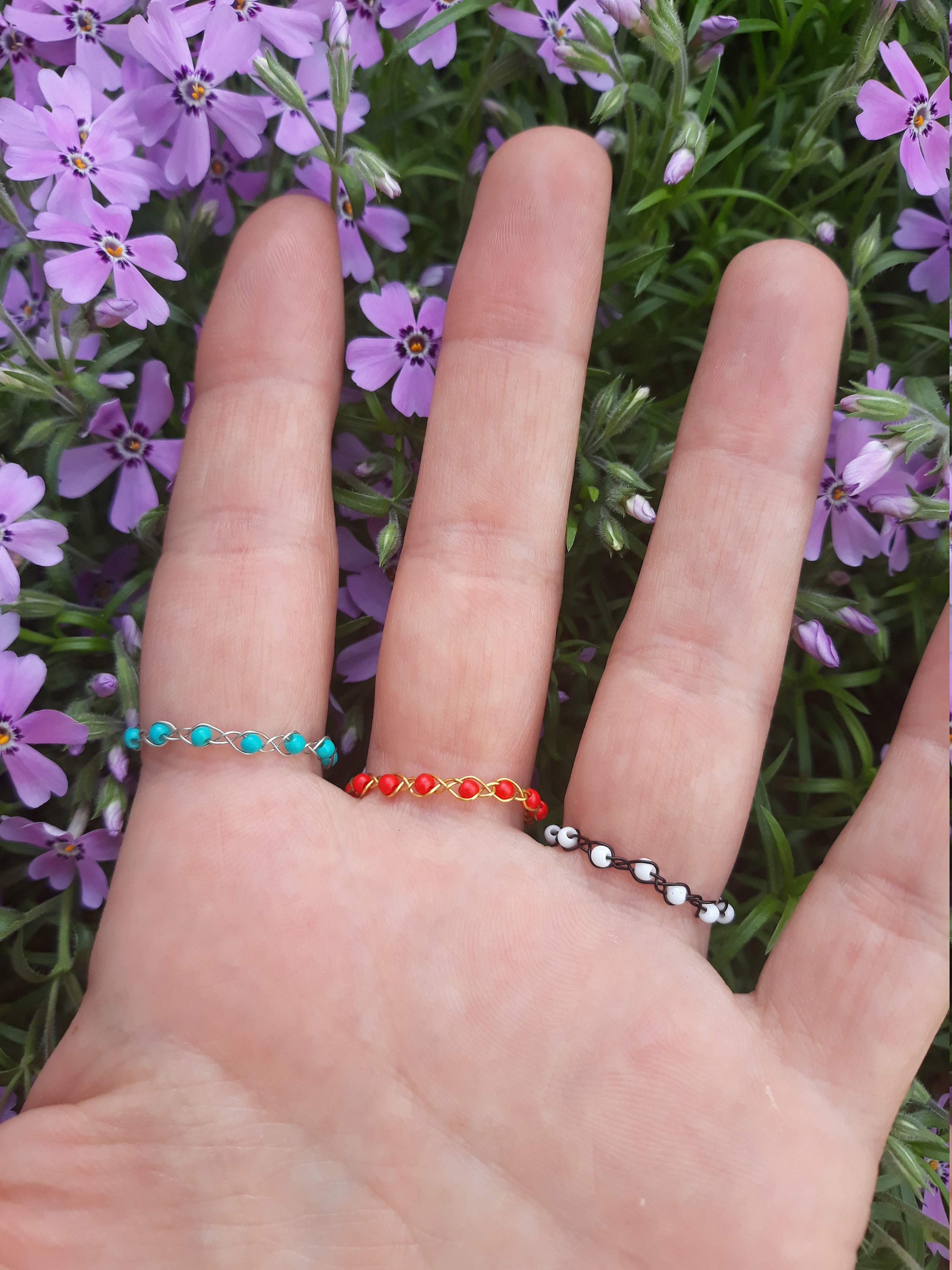 Braided wire and bead rings Custom rings Handmade order | Etsy