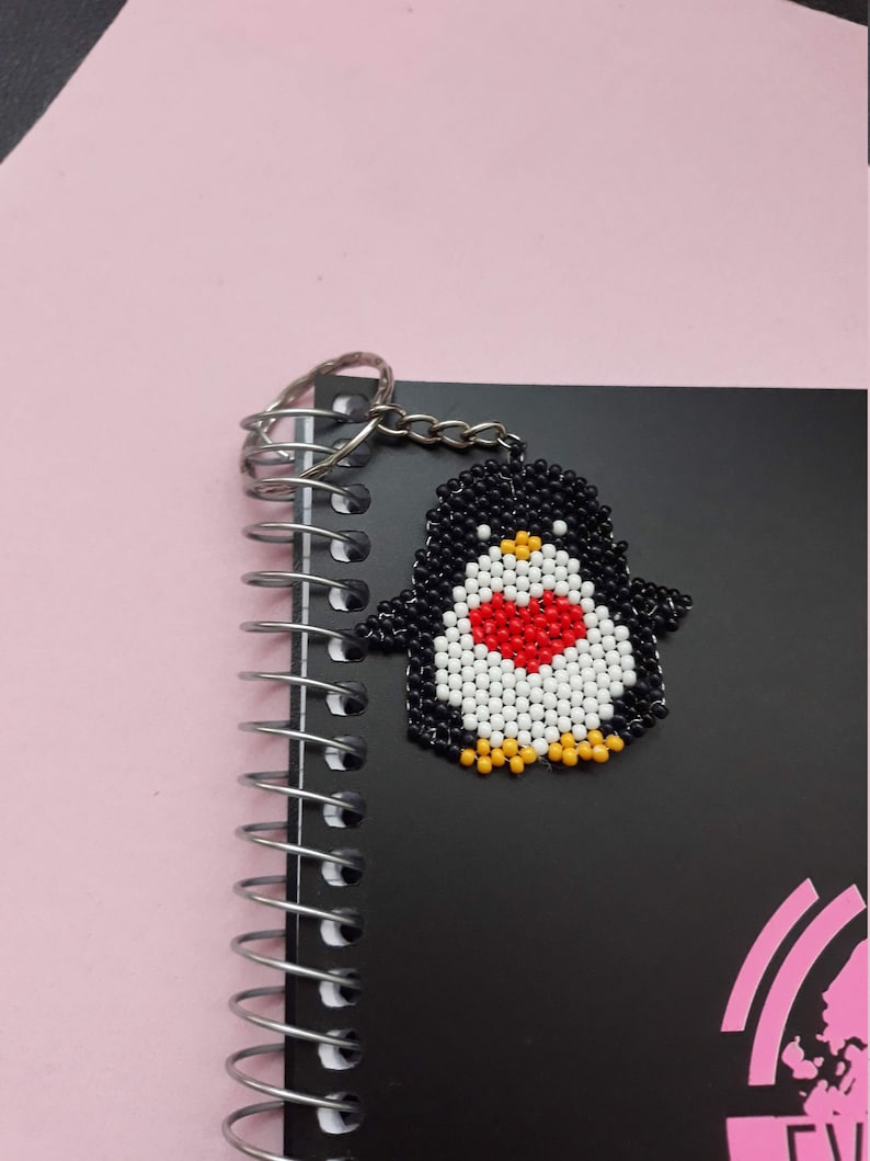 Beaded Penguin Keychain, Handmade Glass Bead Accessory - Etsy