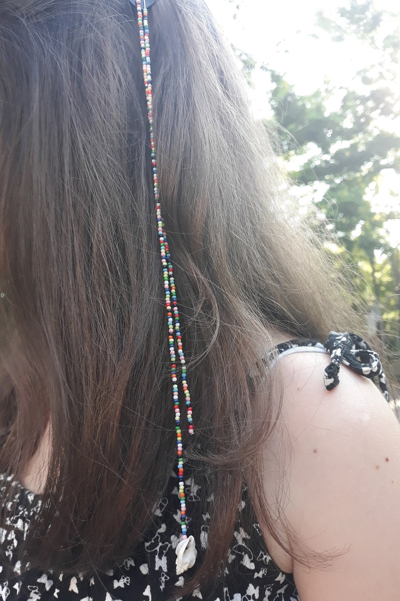 Beaded Hair Clip Extension, Shell Charm, Multicolored Hair Accessory - Etsy