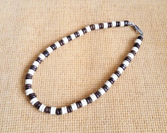 Men's Necklace / Choker Made of Wood and Malachite - Etsy