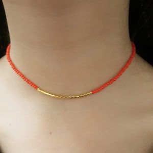 Elegant Choker, Choker in Red, Necklace in Red, Elastic Choker, Unique ...