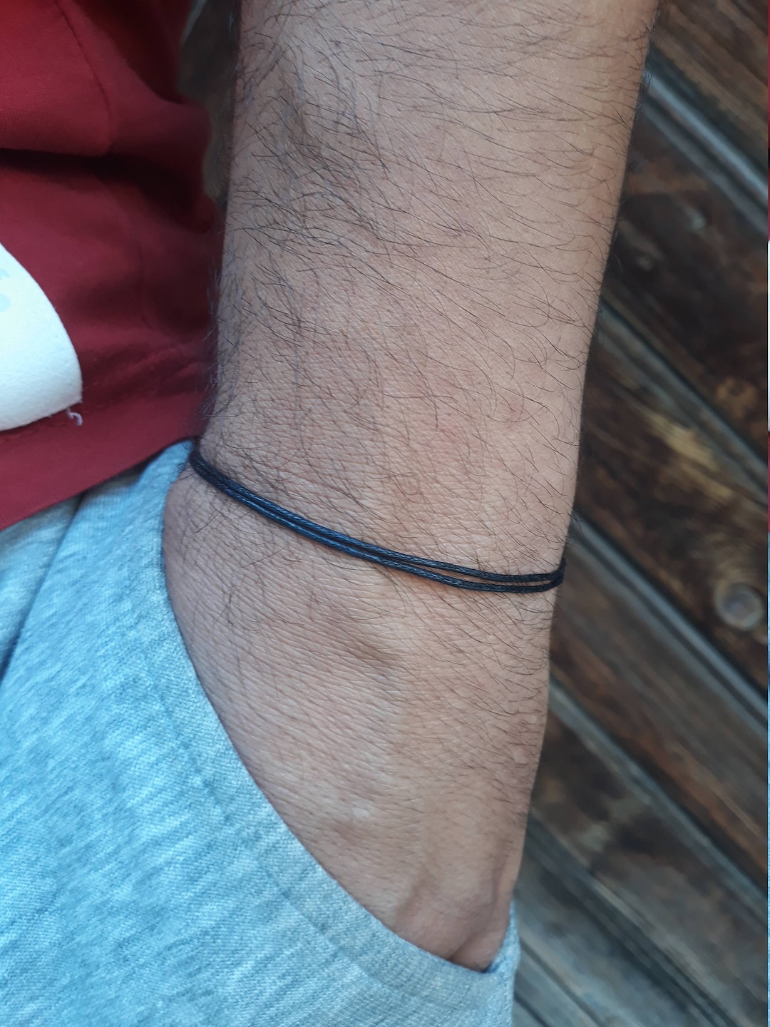 Men's Black String Bracelet, Women's Bracelet, Wax Cotton Cord, String ...