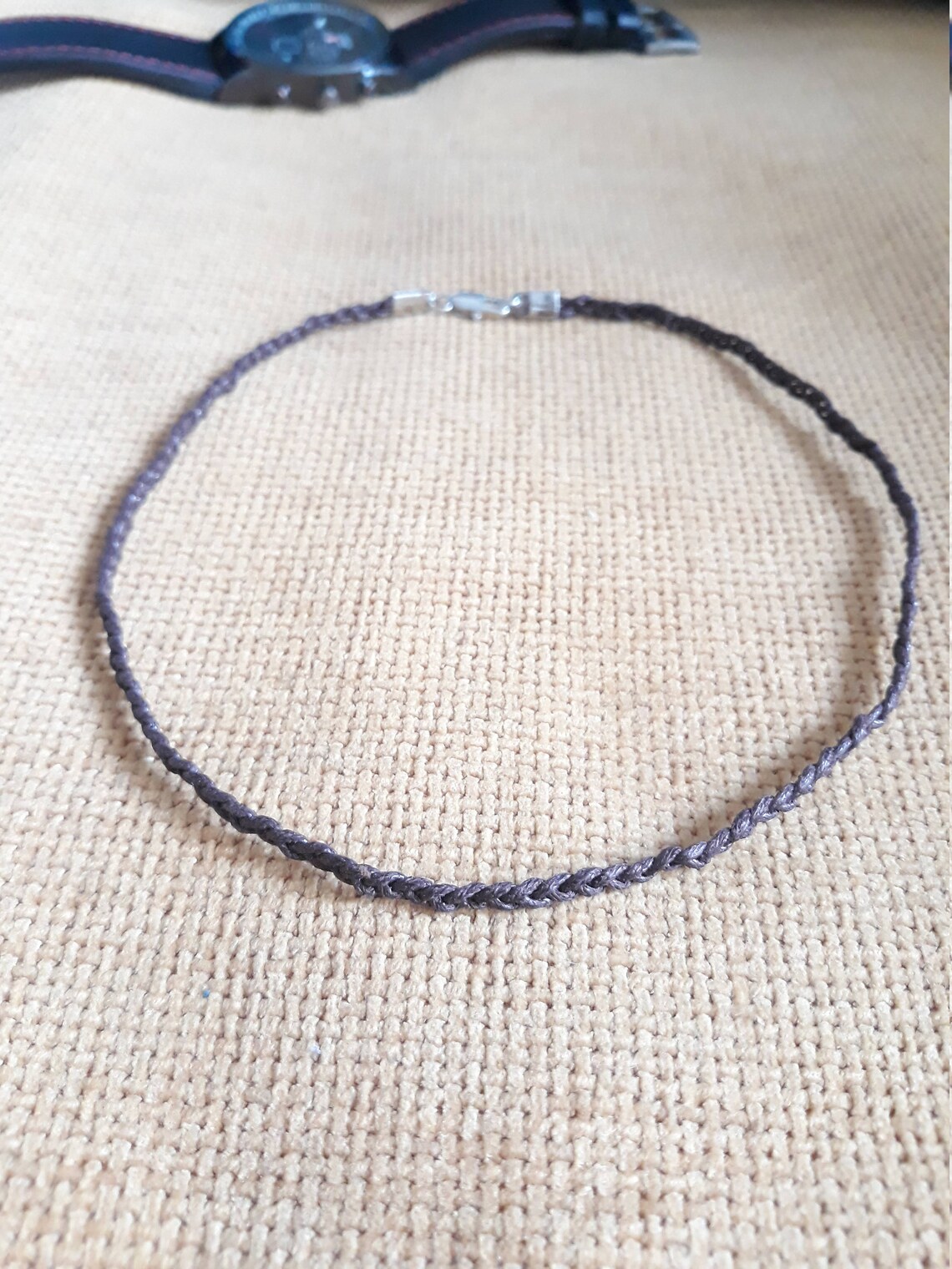 Men's Choker Brown Wax Cord Choker Braided Choker Gift - Etsy