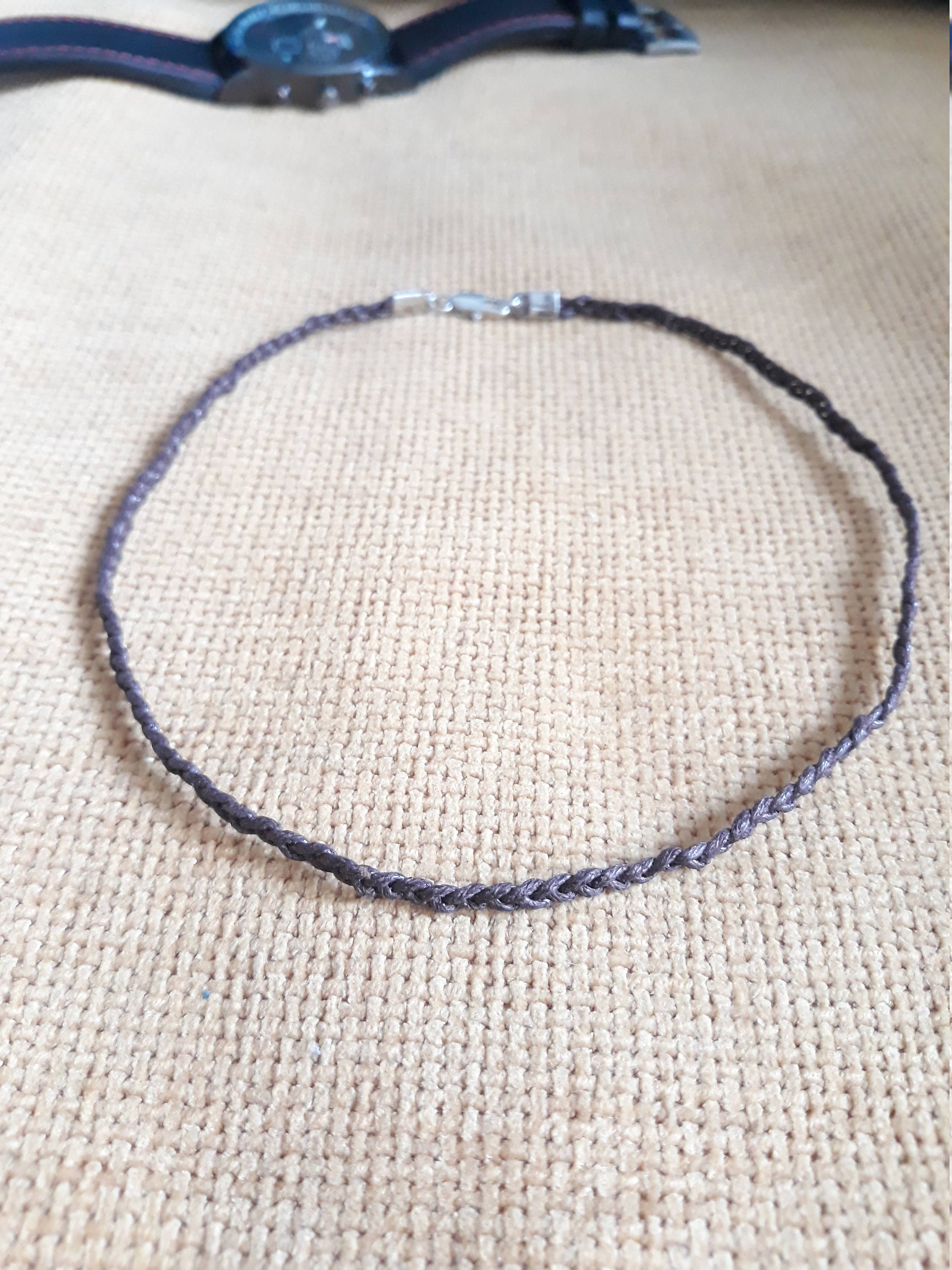 Braided Brown Wax Cord Choker, Unisex Jewelry - Etsy