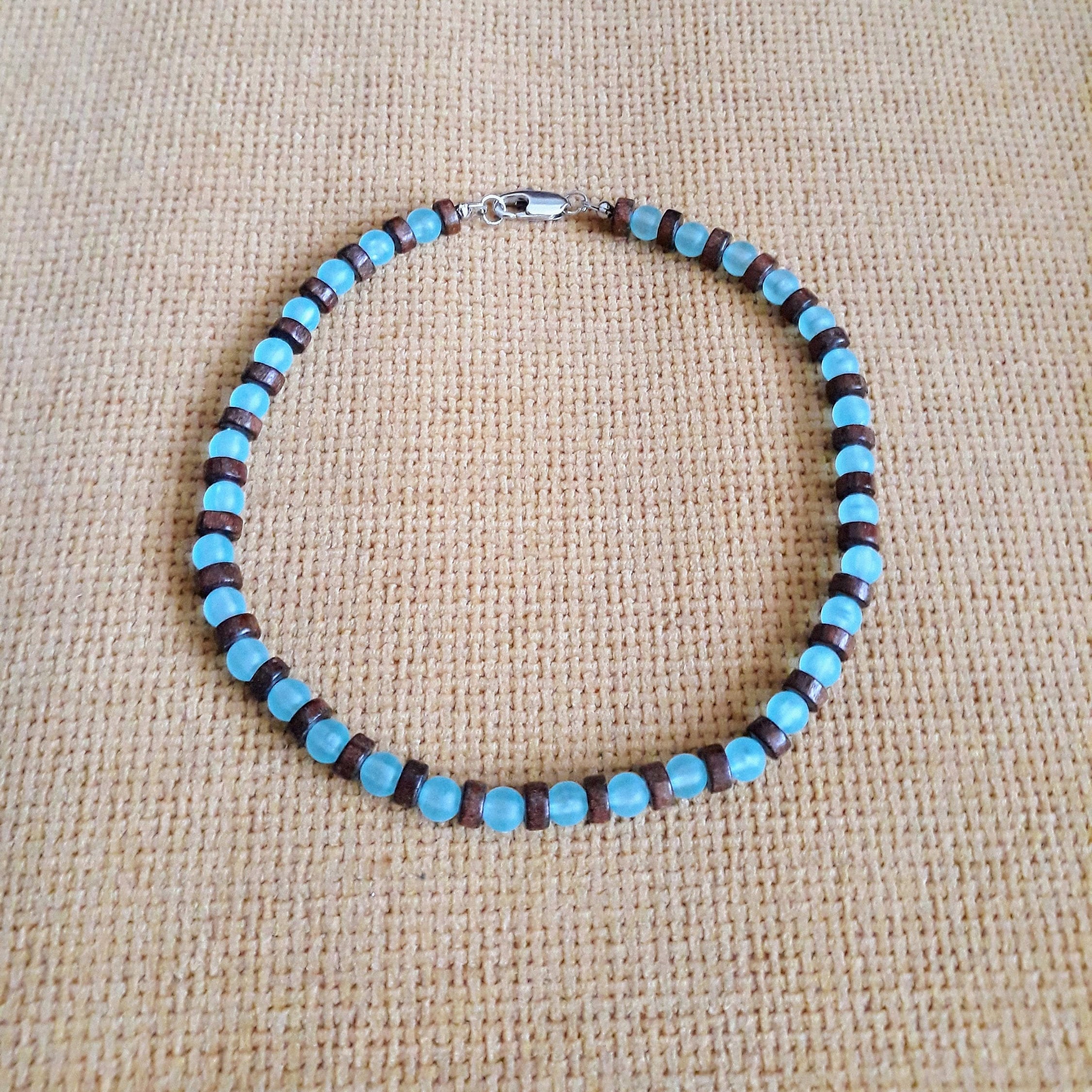 Wood and Blue Beads Necklace,colorful Necklace for Men and Women,unique ...