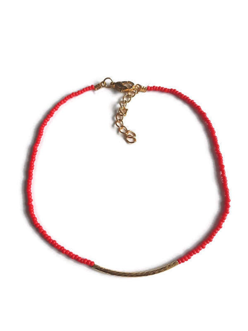 Elegant Choker, Choker in Red, Necklace in Red, Elastic Choker, Unique ...