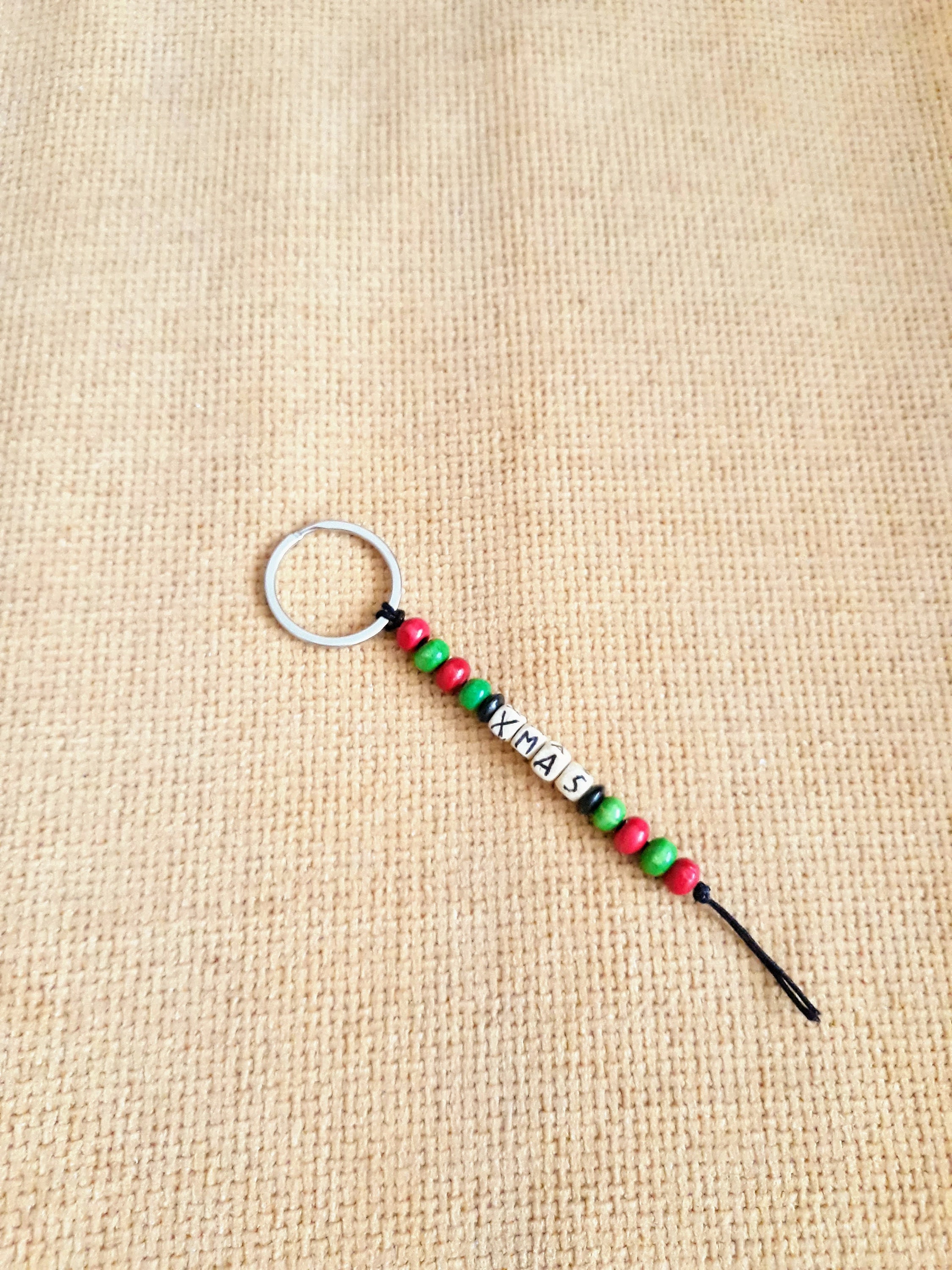 Christmas Wooden Beaded Keychain,hand Lettered Christmas Keychain ...