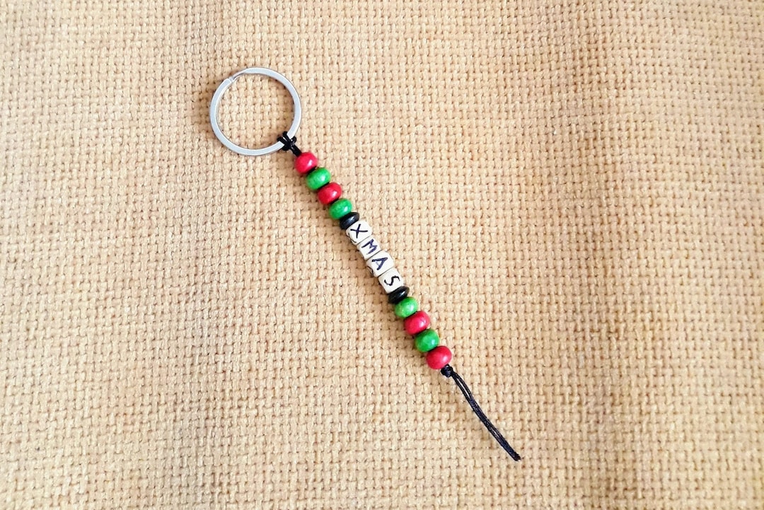 Christmas Wooden Beaded Keychain,hand Lettered Christmas Keychain ...