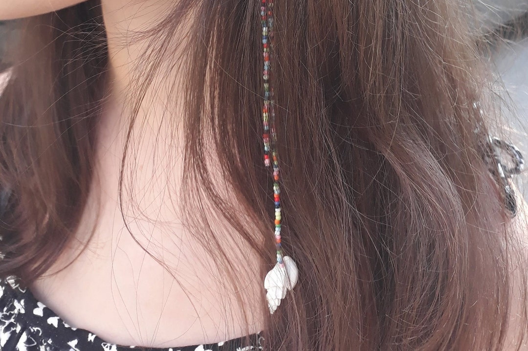 Beaded Hair Clip Extension, Shell Charm, Multicolored Hair Accessory - Etsy