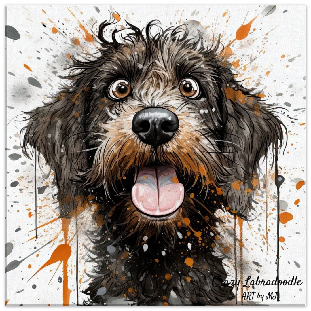 Crazy Labradoodle Splash Art Canvas Original Design ART by MJ - Etsy