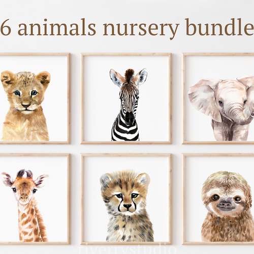 Set of 6 Safari Baby Animal Prints / Safari Nursery Art / Wall - Etsy