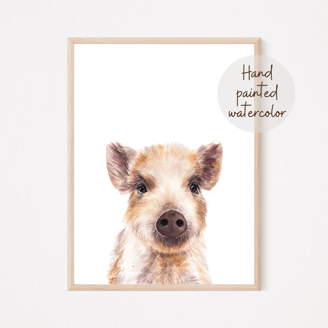 Hog Printable Wall Art, Nursery Wall Decor, Watercolor Hog Painting ...