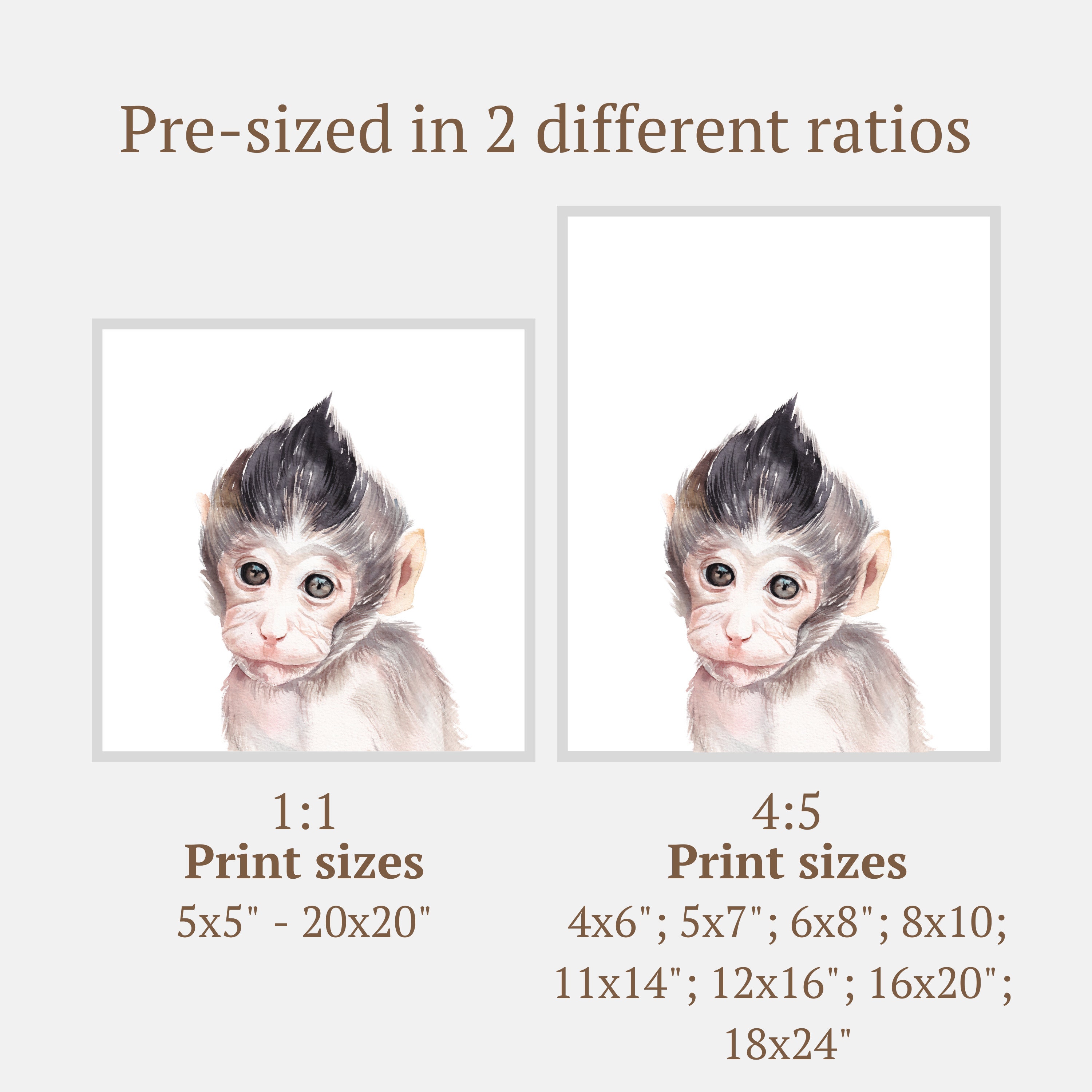 Baby Monkey Printable Painting Nursery Wall Art Decor Baby - Etsy