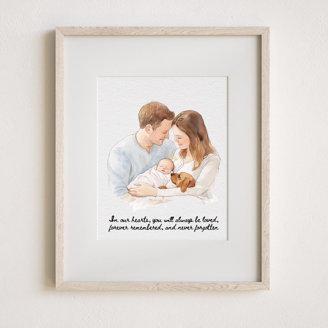 Custom Miscarriage/infancy Loss Portrait Watercolor Painting Print ...