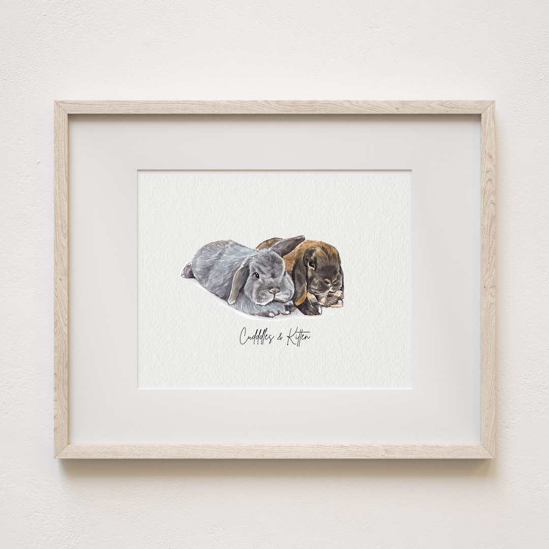 Mini Custom Watercolor Rabbit Portrait, Rabbit Portraits From Photos ...