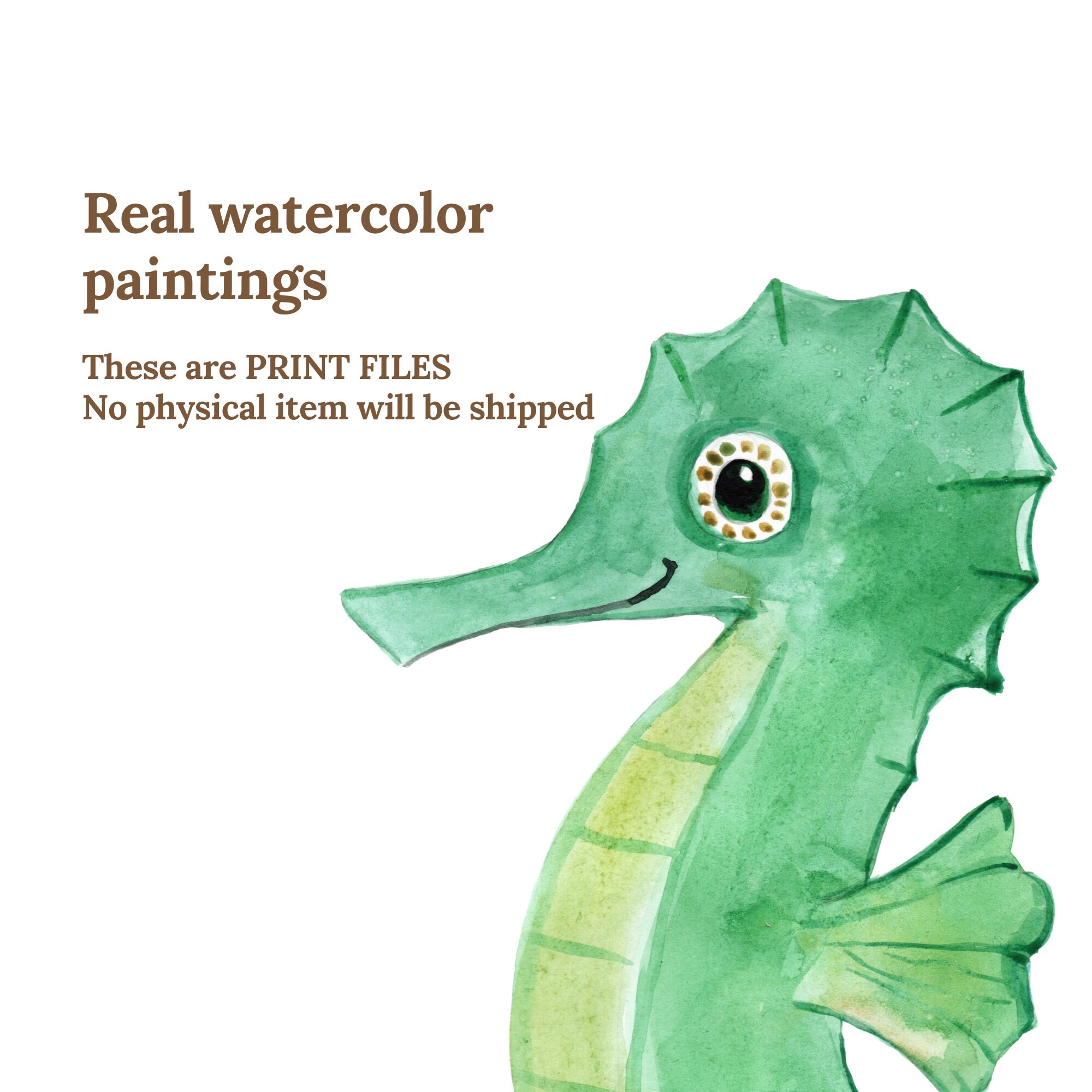 Sea Creatures Nursery Wall Art Set, Watercolor Nursery Wall Art, Baby ...