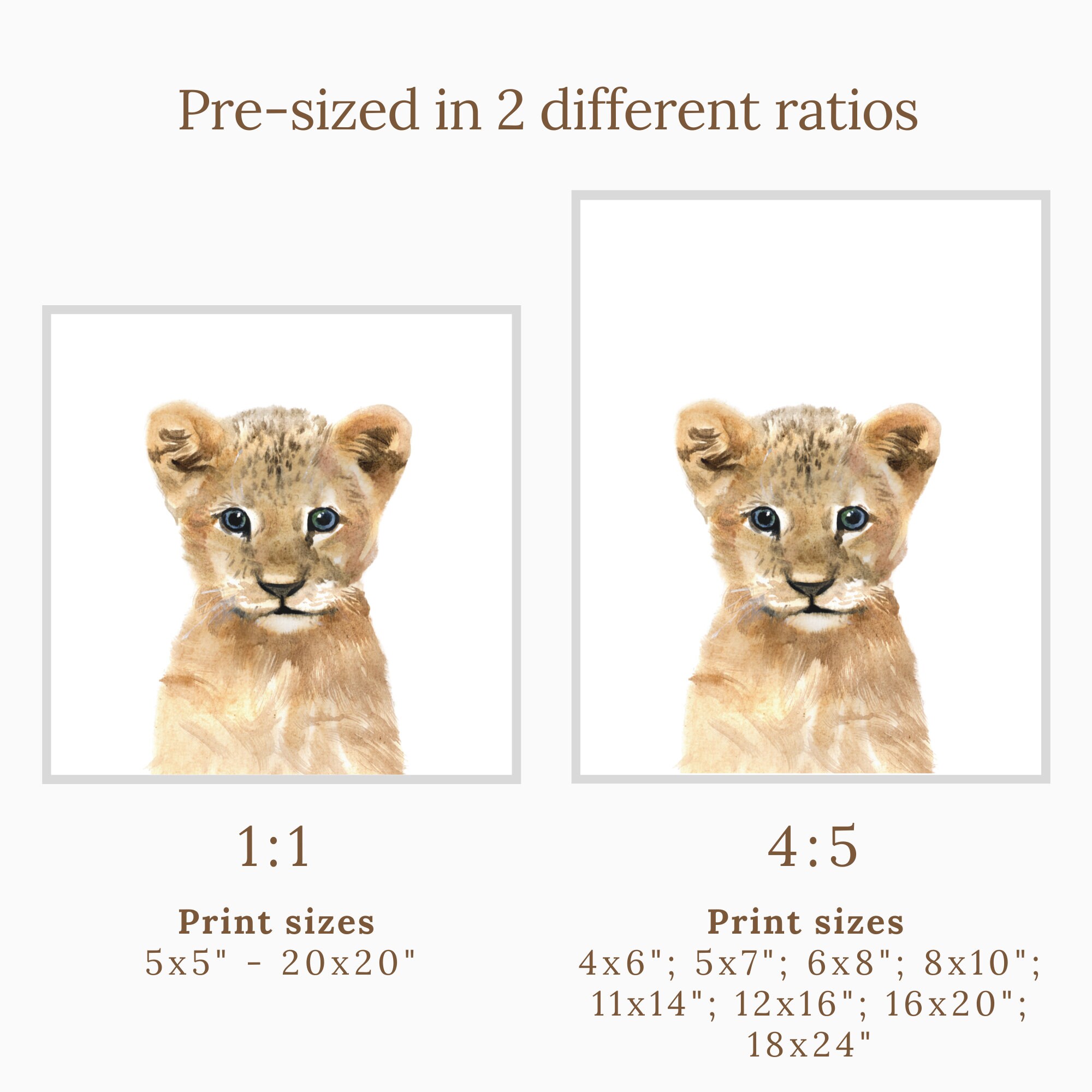 Nursery Prints 6 Safari Animals Bundle Watercolor Nursery - Etsy